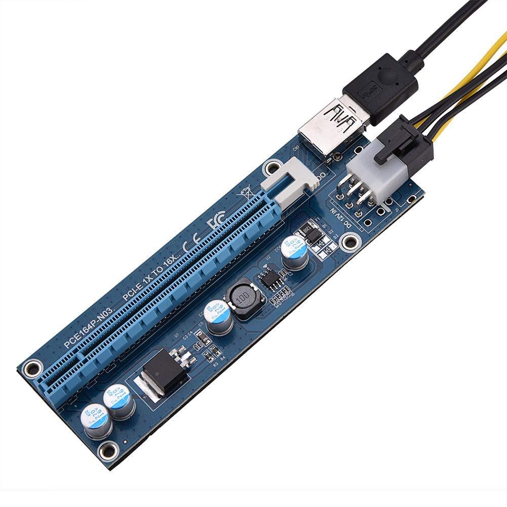 Mini PCI E to PCI Express16x Extender Riser Adapter, SATA Power Cord Converter for Video Card Mining Adopt 4 Solid-State Capacitors, 6pin Interface on The Graphics Card etc.