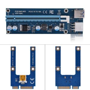 Mini PCI E to PCI Express16x Extender Riser Adapter, SATA Power Cord Converter for Video Card Mining Adopt 4 Solid-State Capacitors, 6pin Interface on The Graphics Card etc.