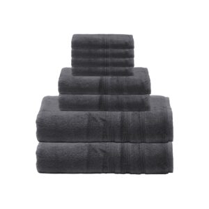 mosobam luxury turkish 8pc towel set 30x58 16x30 13x13 charcoal gray (dark grey) 700 gsm bamboo viscose & aegean turkish combed cotton