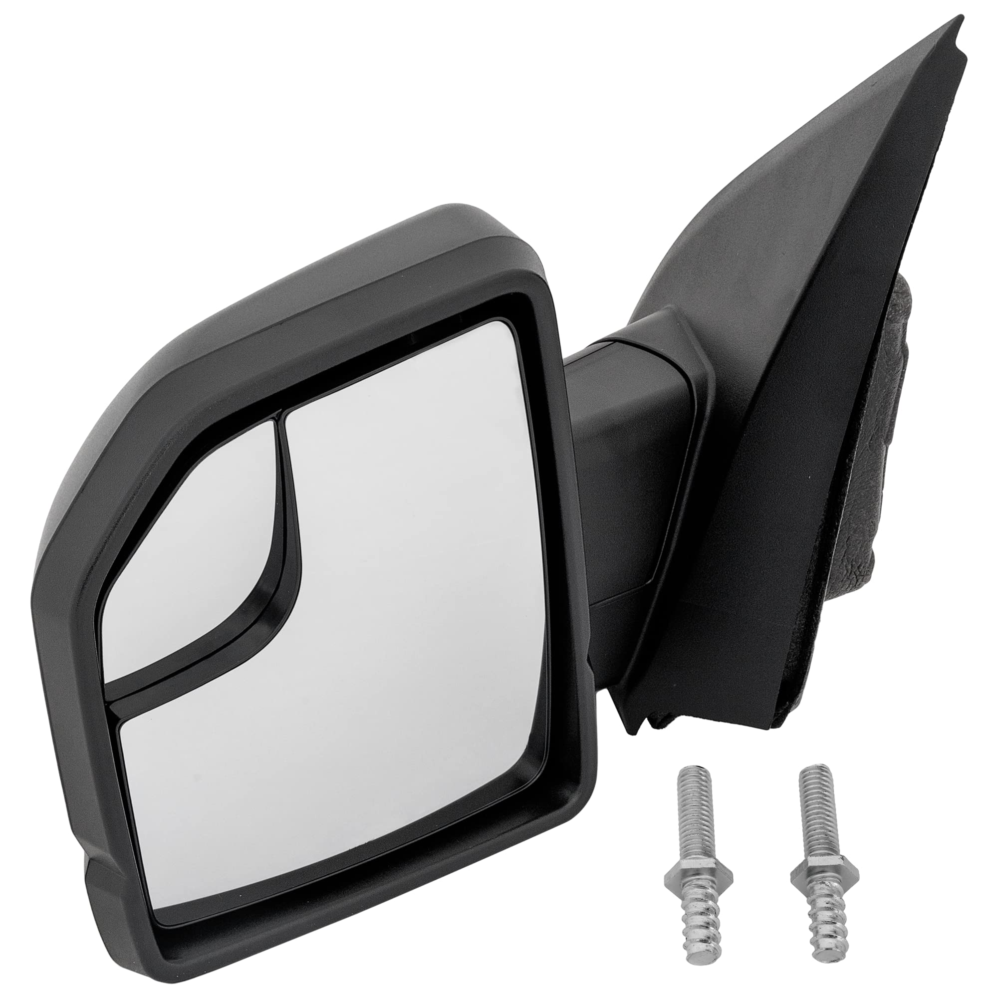 Kool Vue Mirror Compatible with 2015-2020 Ford F-150 Driver Side Manual Folding, Textured Black, With Blind Spot Glass, Power Glass, 8-pin square connector