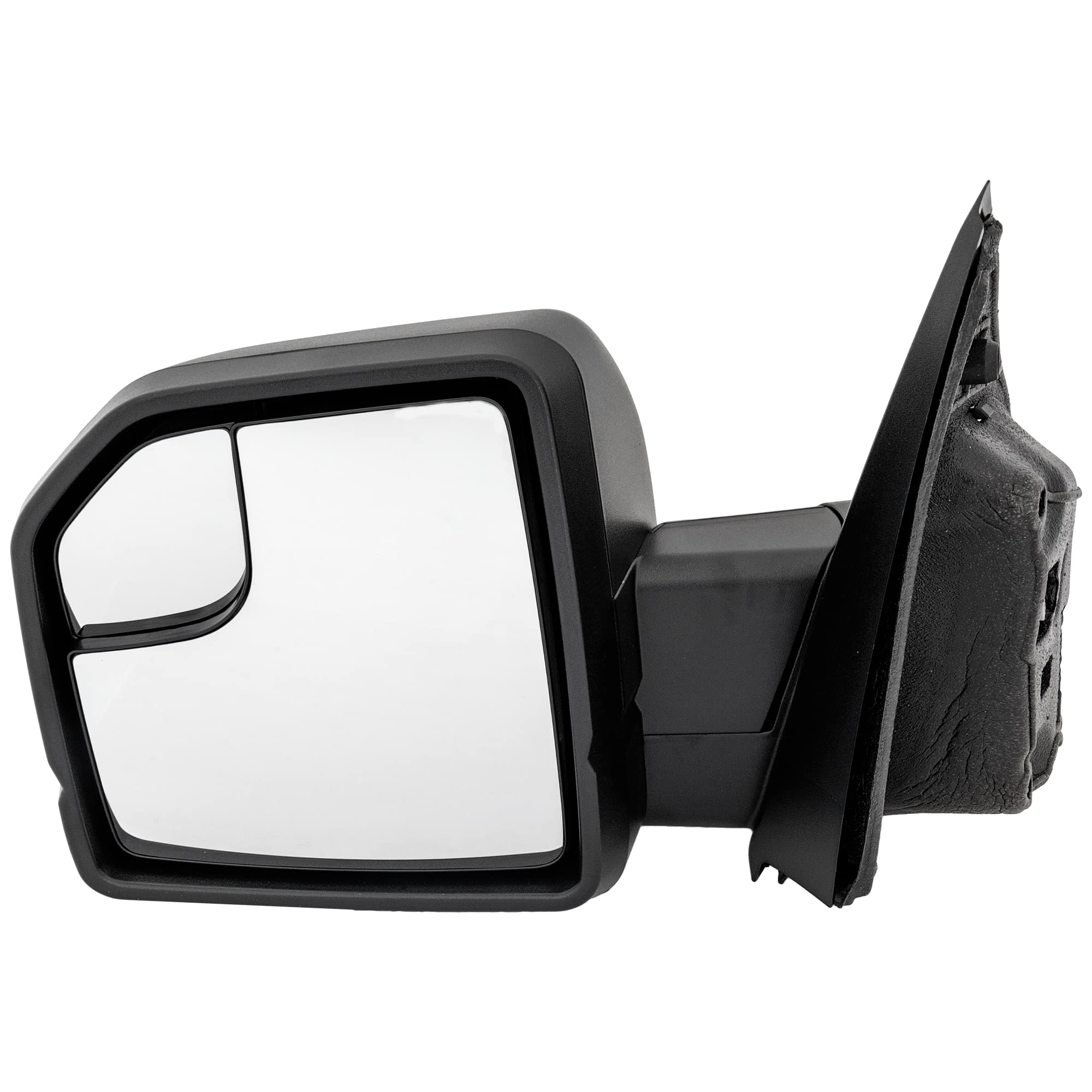 Kool Vue Mirror Compatible with 2015-2020 Ford F-150 Driver Side Manual Folding, Textured Black, With Blind Spot Glass, Power Glass, 8-pin square connector