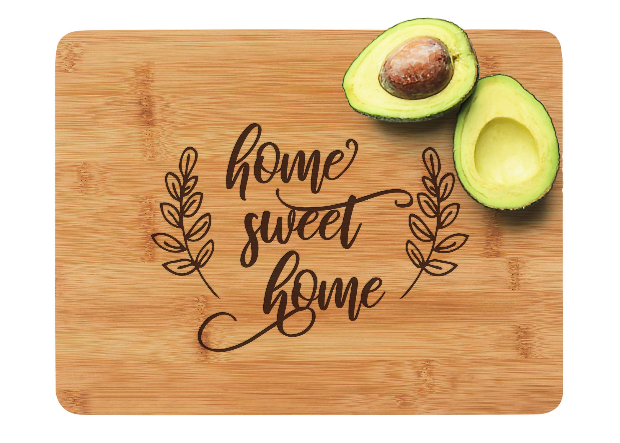 Engraved Cutting Board - Home Sweet Home: a Gift for Housewarming or as a Closing Gift from a Realtor, 8" by 12" Bamboo Cheese Board