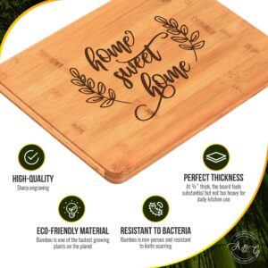 Engraved Cutting Board - Home Sweet Home: a Gift for Housewarming or as a Closing Gift from a Realtor, 8" by 12" Bamboo Cheese Board