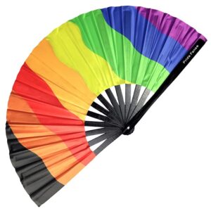 pride fans inclusive large clack festival fan loud drag queen folding fan chinese big bamboo fan for men women dance party club edc