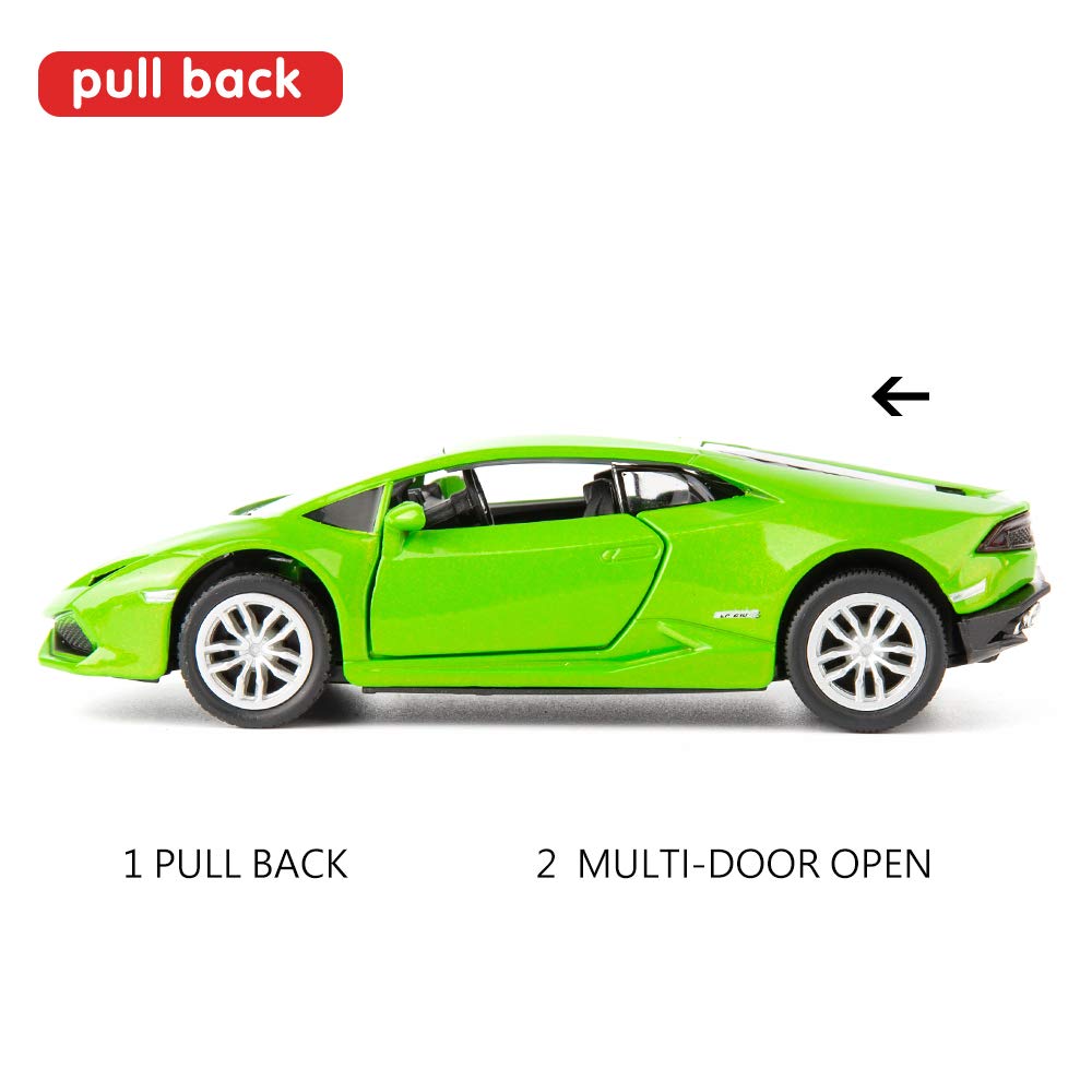 TGRCM-CZ 1/36 Scale Lamborghini Huracan LP610-4 Casting Car Model, Zinc Alloy Toy Car for Kids, Pull Back Vehicles Toy Car for Toddlers Kids Boys Girls Gift (Green)