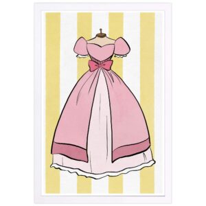 wynwood studio fantasy and sci-fi framed wall art prints 'princess dress' home décor, 13" x 19", pink, yellow