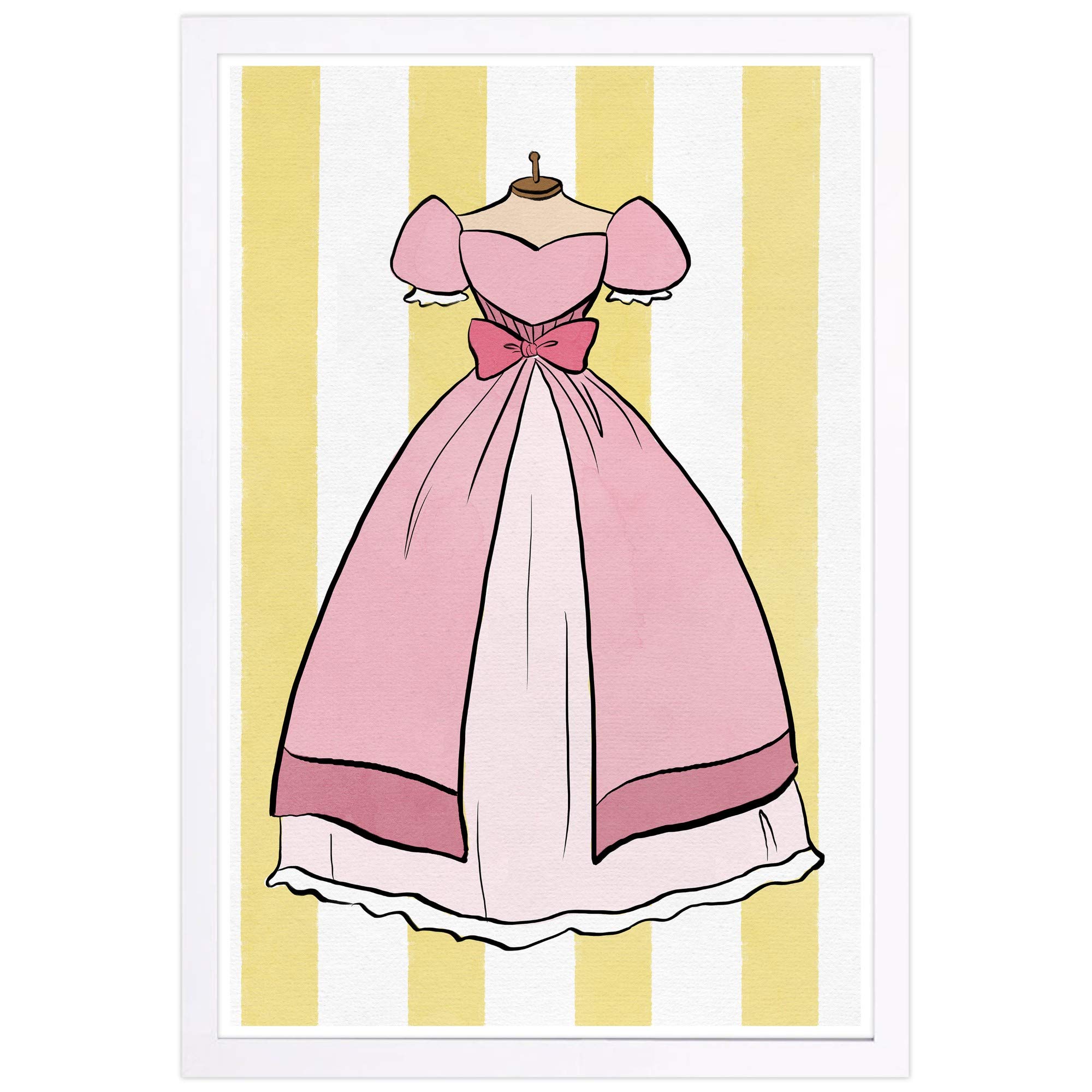 Wynwood Studio Fantasy and Sci-Fi Framed Wall Art Prints 'Princess Dress' Home Décor, 13" x 19", Pink, Yellow