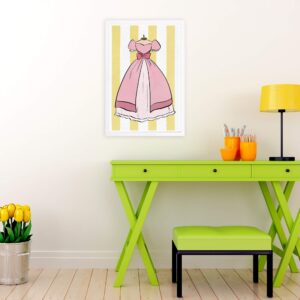 Wynwood Studio Fantasy and Sci-Fi Framed Wall Art Prints 'Princess Dress' Home Décor, 13" x 19", Pink, Yellow