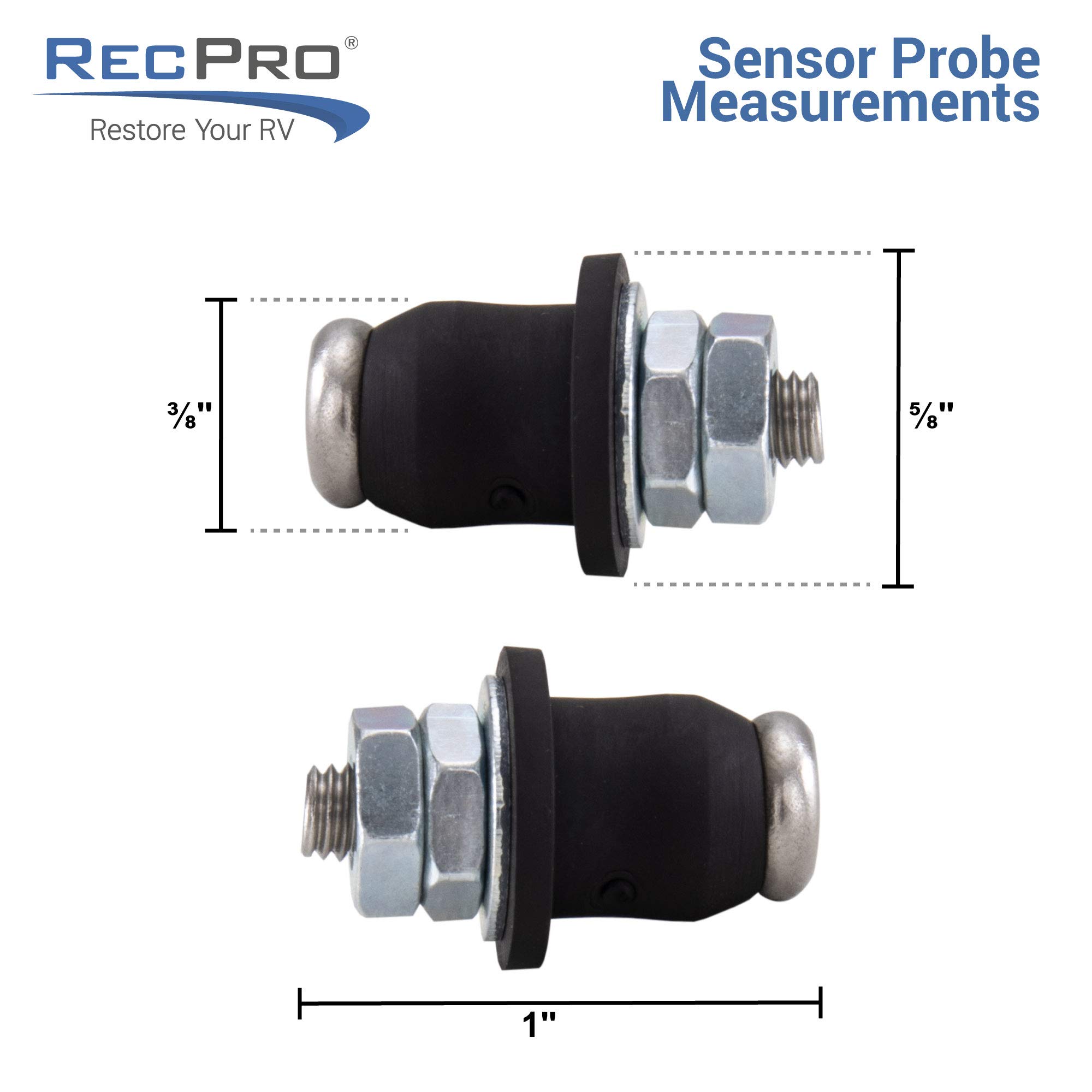 RecPro RV Water Screw-in Tank Probe Sensors | Fresh, Gray or Black Water Tank | Made in USA | 4 Pack