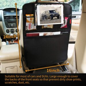 DEAR AUTO Car Backseat Organizer - Car Seat Protector - 2 Pack - Premium Quality Car Kick Mats with 10" Tablet Holder - Extra Large Pocket-ECO Friendly Waterproof material- Sturdy Top