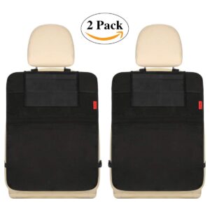 DEAR AUTO Car Backseat Organizer - Car Seat Protector - 2 Pack - Premium Quality Car Kick Mats with 10" Tablet Holder - Extra Large Pocket-ECO Friendly Waterproof material- Sturdy Top