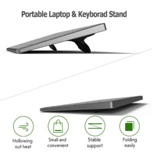 CQ Computer Keyboard Stand for Desktop, Mini Portable Laptop Riser Stand, 2PCS Repeatable Self-Adhesive Foldable Laptop Cooling Pad Feet and Keyboard Lift for Desk