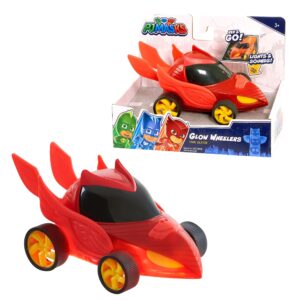 pj masks glow wheelers owl glider, kids toys for ages 3 up by just play