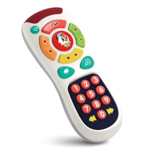 my remote, my program – baby remote control toy for 6 months old and up – 20 unique learning remote buttons, plays baby music tunes, flashing lights, bpa free and more