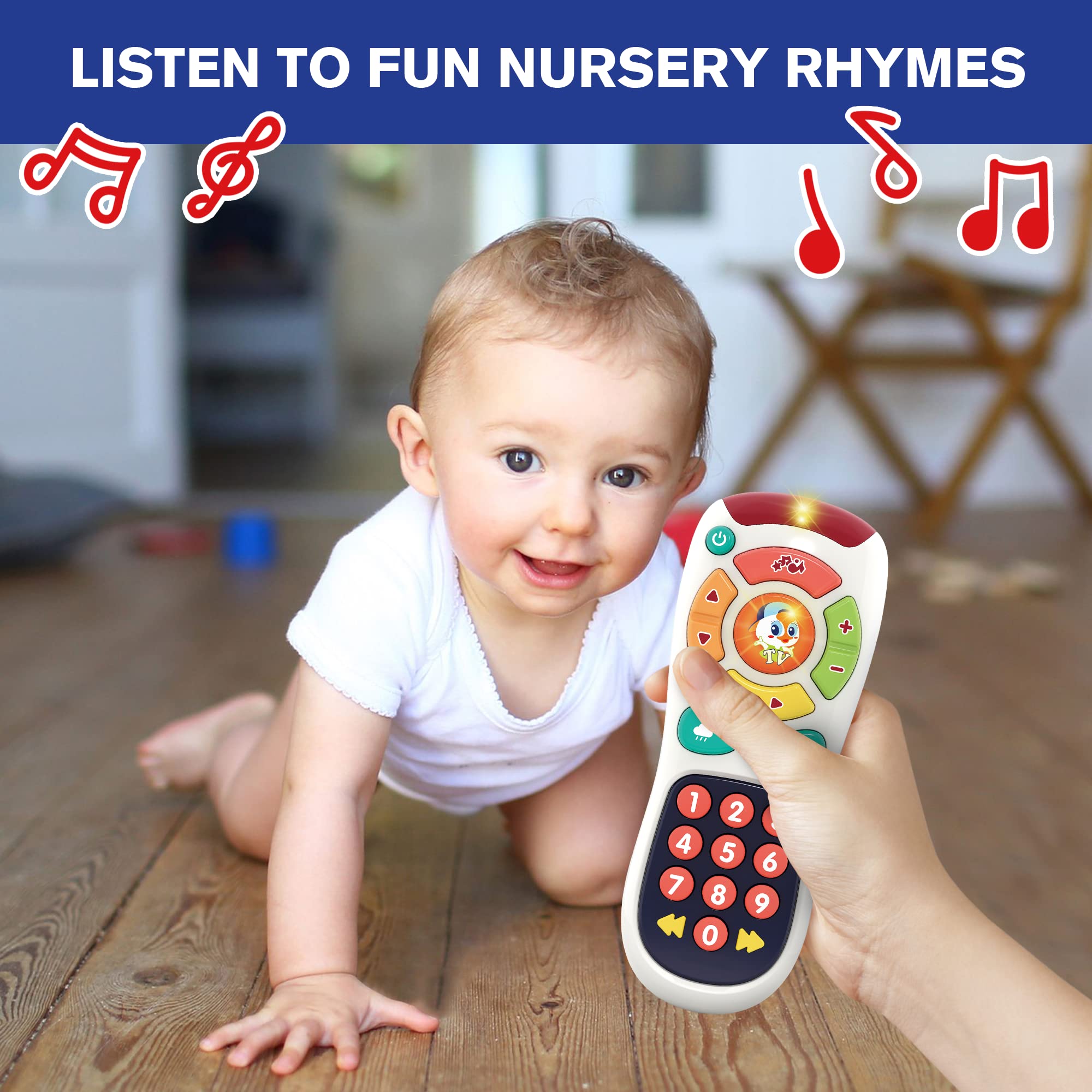 My Remote, My Program – Baby Remote Control Toy for 6 Months Old and Up – 20 Unique Learning Remote Buttons, Plays Baby Music Tunes, Flashing Lights, BPA Free and More