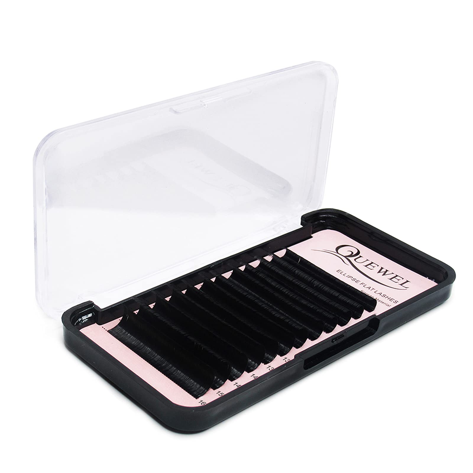 QUEWEL Eyelash Extensions Ellipse Flat 0.15mm Curl D Mix-9-16mm Matte Black|0.15/0.20mm Curl C|CC|D|DD Mix-8-15mm Mix-9-16mm Single 8-18mm|(0.15 D Mix9-16)