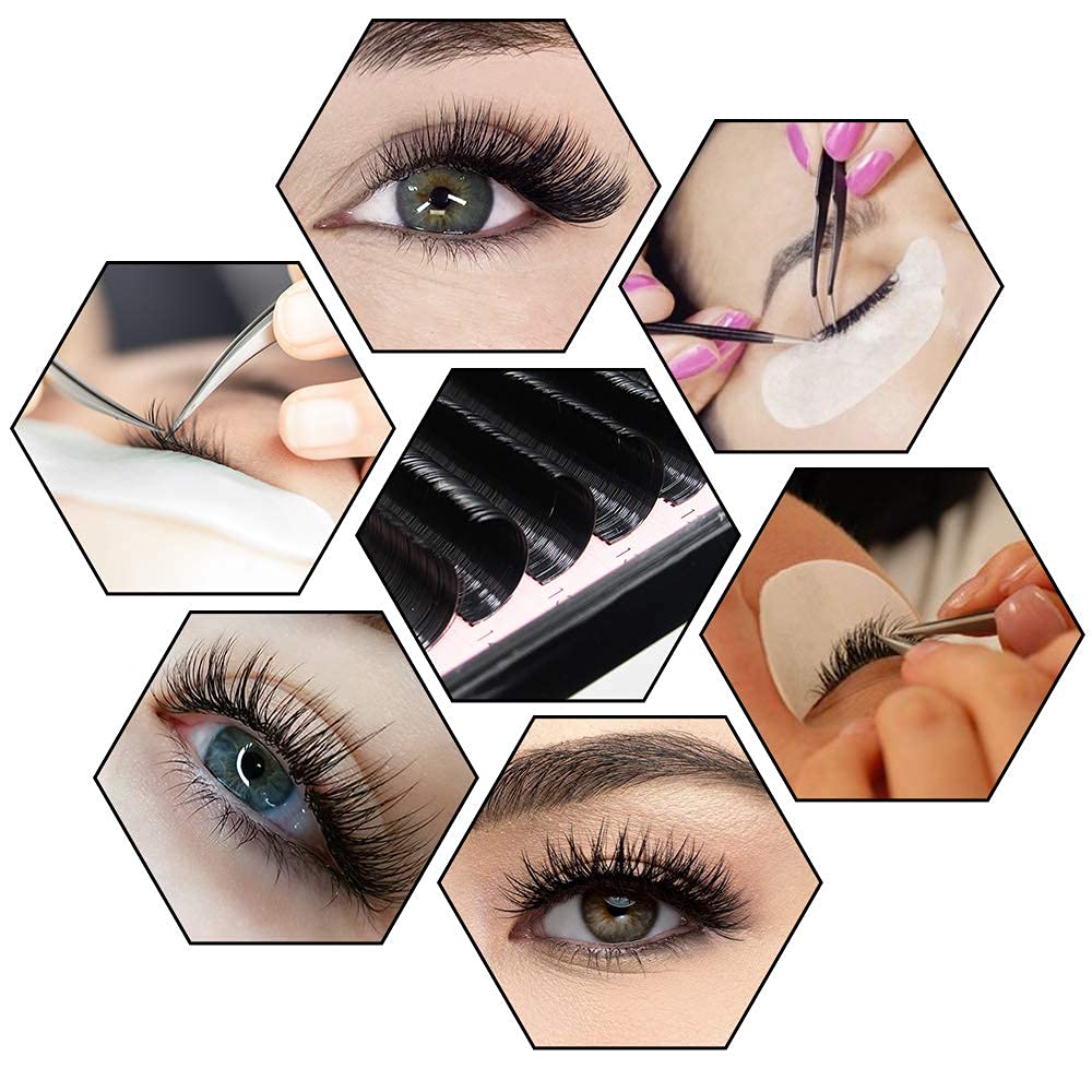 QUEWEL Eyelash Extensions Ellipse Flat 0.15mm Curl D Mix-9-16mm Matte Black|0.15/0.20mm Curl C|CC|D|DD Mix-8-15mm Mix-9-16mm Single 8-18mm|(0.15 D Mix9-16)