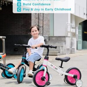 UBRAVOO Trike to Bike Riding Tricycles for Boys Girls 2-5, Fit 'n Joy Kids Balance Bike with Pedals & Training Wheels Options, 4-in-1 Starter Toddler Training Bicycle (Blue-Black)