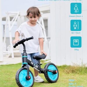 UBRAVOO Trike to Bike Riding Tricycles for Boys Girls 2-5, Fit 'n Joy Kids Balance Bike with Pedals & Training Wheels Options, 4-in-1 Starter Toddler Training Bicycle (Blue-Black)