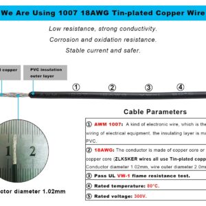 ZLKSKER 24 Pin Motherboard Power Supply Cable 12 Inch, 18AWG ATX Power Supply Extension Wire, 24 Pin Male to 24 Pin Female