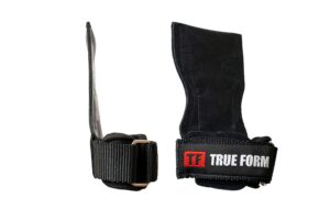 true form grips- (black, medium) weightlifting workout gear alternative power lifting hook deadlift glove padded wrist wrap support dumbell bodybuilding weight crossfit pull up slip kettlebell