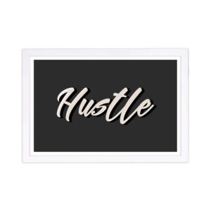 wynwood studio typography and quotes framed wall art prints 'hustle type' home décor, 19" x 13", black, white