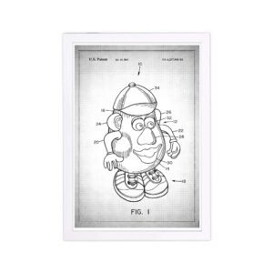 wynwood studio symbols and objects framed wall art prints 'mr potato 1980 home décor, 13" x 19", black, gray