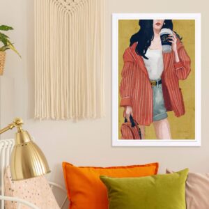 Wynwood Studio Fashion and Glam Framed Wall Art Prints 'Terracotta Blazer' Home Décor, 13" x 19", Red, Gold