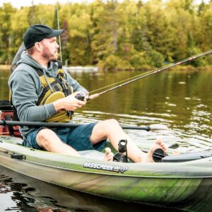 Pelican - Basscreek 100XP Fishing Kayak - Sit-On-Top Kayak - Lightweight one Person Kayak - 10 ft,Olive Camo