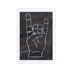 wynwood studio symbols and objects framed wall art prints 'rock on' home décor, 13" x 19", black, white