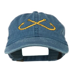 e4hats.com fishing crossed fishhooks embroidered washed cap - navy osfm