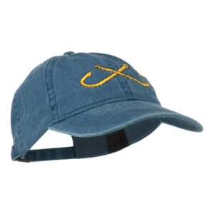 e4Hats.com Fishing Crossed Fishhooks Embroidered Washed Cap - Navy OSFM