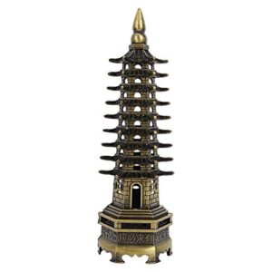 tower statue tower model metal alloy pagoda zen garden miniature feng shui decoration for office home desktop ornaments collectible figurines