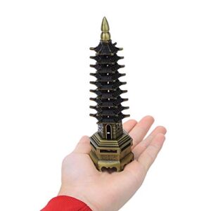 Tower Statue Tower Model Metal Alloy Pagoda Zen Garden Miniature Feng Shui Decoration for Office Home Desktop Ornaments Collectible Figurines