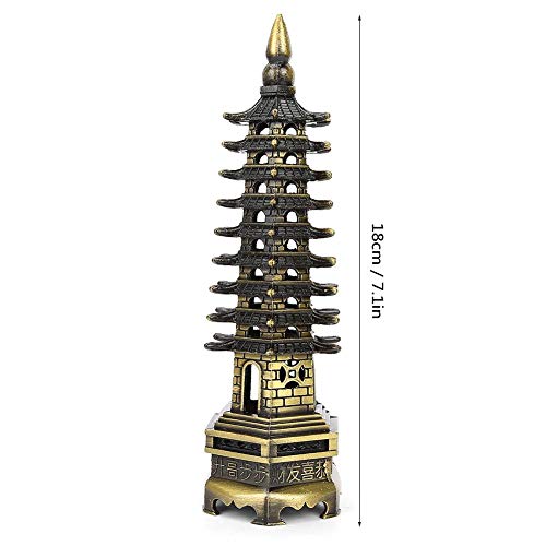 Tower Statue Tower Model Metal Alloy Pagoda Zen Garden Miniature Feng Shui Decoration for Office Home Desktop Ornaments Collectible Figurines