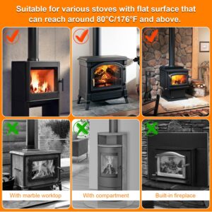 VODA Newly Upgrade 4 Blades Heat Powered Stove Eco Fan with Magnetic Thermometer for Wood Log Burner Fireplace