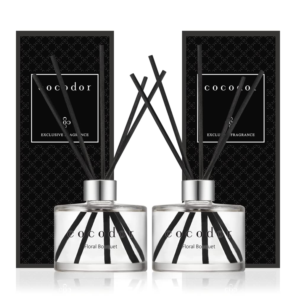 COCODOR Signature Reed Diffuser/Floral Bouquet / 6.7oz(200ml) / 2 Pack/Reed Diffuser, Reed Diffuser Set, Oil Diffuser & Reed Diffuser Sticks, Home Decor & Office Decor, Fragrance and Gifts