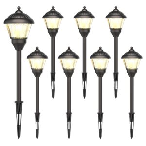 goodsmann pathway lights 1.5w led 8pk outdoor low voltage landscape lighting kits 100lumen hardwired path lights 3000k warm white metal 12v bronze electric sidewalk walkway lights with cable connector