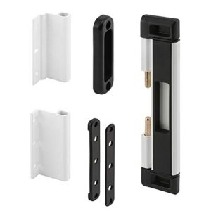 prime-line u 11037 patio door deadbolt lock, 8 in. overall height, steel bar, surface (1 kit), white/black