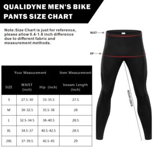 qualidyne Men's Cycling Bike Pants 4D Padded Road Bicycle Tights Outdoor Biking Leggings