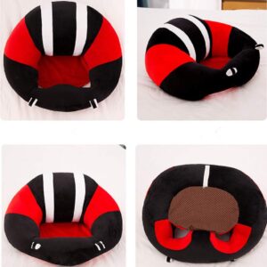 Syhonic Baby Kids Support Seat Sofa Plush Soft Animal Shaped Baby Learning to Sit Chair Keep Sitting Posture Comfortable for 3-16 Months Baby(Black & Red)