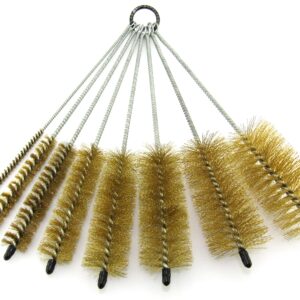 LabRat Supplies 12 Inch Pipe Cleaning Brush Set with Brass Bristles, 8 Piece Variety Pack | for Auto Parts, Bottles, Guns, Tubes, etc.