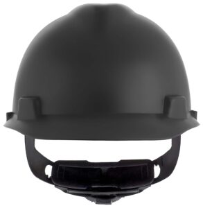 msa 10203092 v-gard cap style safety hard hat with fas-trac iii ratchet suspension | polyethylene shell, superior impact protection, self adjusting crown straps - standard size in matte black