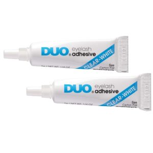 duo strip lash adhesive white/clear, for strip false eyelash, 0.25 oz, 2-packs