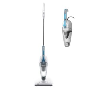 black & decker bdst1609 3-in-1 corded lightweight handheld cleaner & stick vacuum cleaner, white with aqua blue