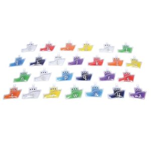 tickit rainbow gel alpha boats - set of 26 - 7 colors - teach uppercase and lowercase letters - sensory manipulative