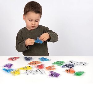 TickiT Rainbow Gel Alpha Boats - Set of 26 - 7 Colors - Teach Uppercase and Lowercase Letters - Sensory Manipulative