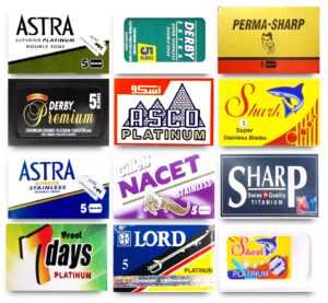 razor blades club astra-derby-shark-permasharp-sharp-lord 60 quality double edge razor blades sampler (12 different brands)