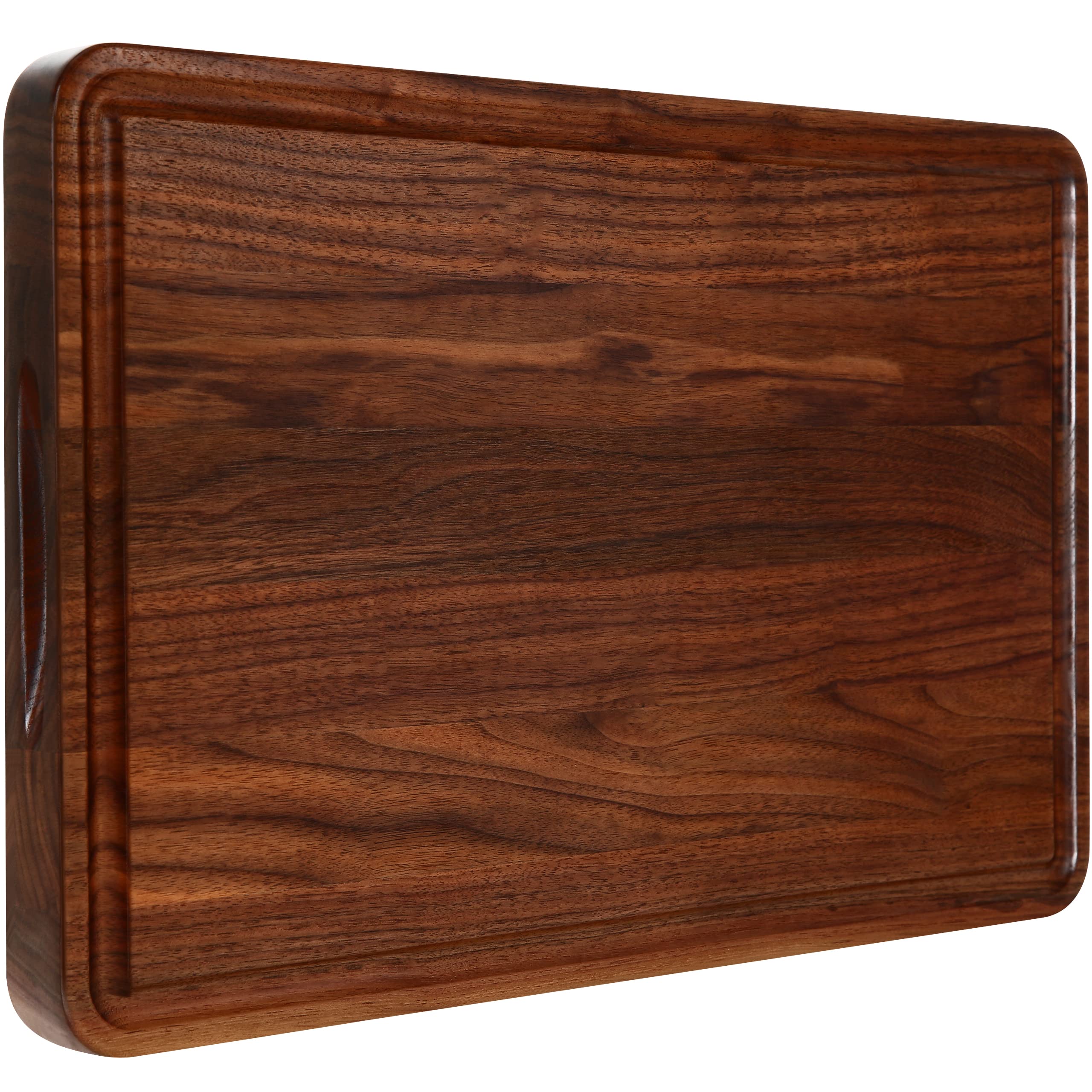 AZRHOM Large Walnut Wood Cutting Board for Kitchen 17x11 (Gift Box) with Juice Groove Handles Non-slip Mats Thick Reversible Butcher Block Chopping Board Cheese Charcuterie Board