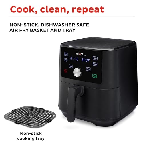 Instant Vortex 6QT XL Air Fryer, 4-in-1 Functions that Crisps, Roasts, Reheats, Bakes for Quick Easy Meals, 100+ In-App Recipes, is Dishwasher-Safe, from the Makers of Instant Pot, Black